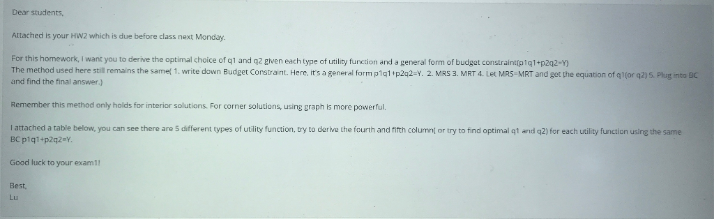 Solved Demand Functions Utility Function 41 42 Perfect