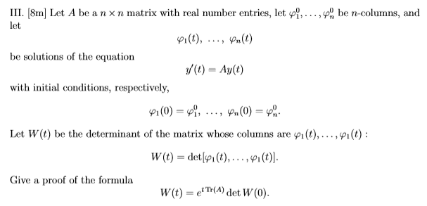 Solved III. [8m Let A be a nxn matrix with real number | Chegg.com
