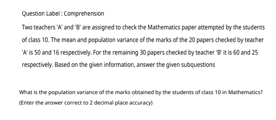 Solved Question Label : Comprehension Two teachers ' A ' and | Chegg.com