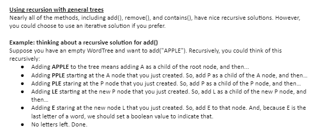 For this assignment, you will implement a WordTree | Chegg.com