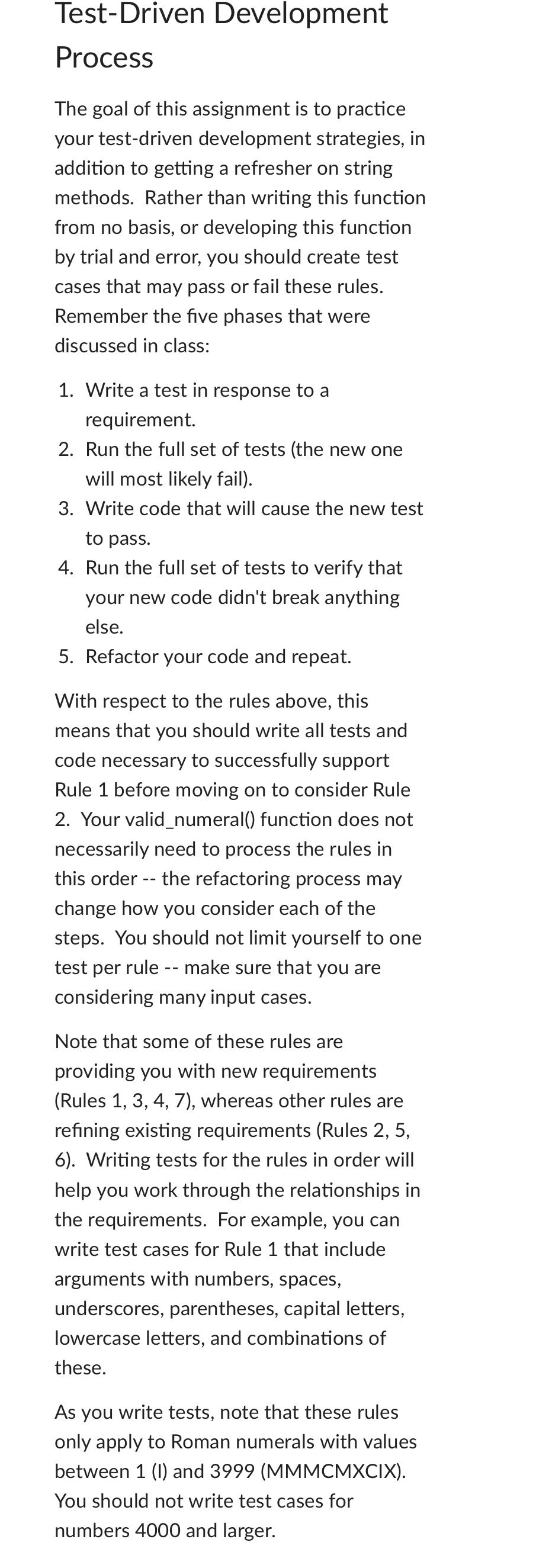 Solved Project Goals . Practice test-driven development | Chegg.com
