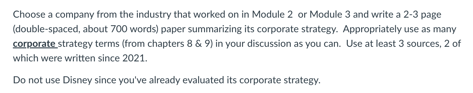 Choose a company from the industry that worked on in | Chegg.com