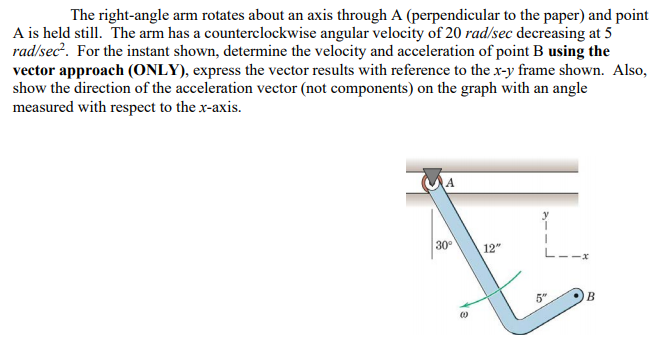 Solved The right-angle arm rotates about an axis through A | Chegg.com