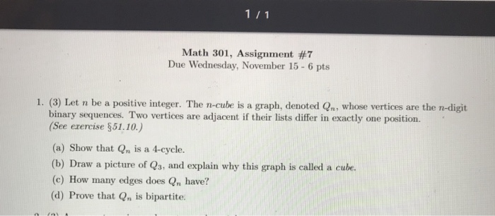 Solved Math 301, Assignment #7 Due Wednesday, November 15- 6 | Chegg.com