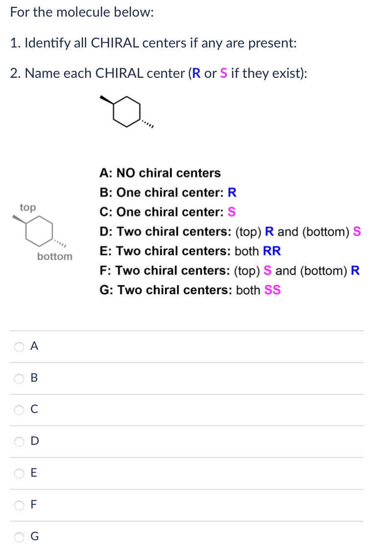 Solved For the molecule below: 1. Identify all CHIRAL | Chegg.com