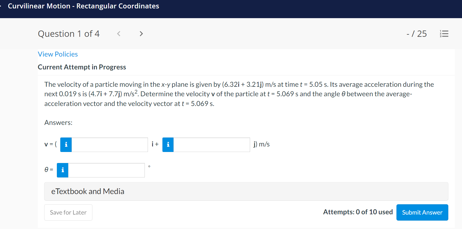 Solved Curvilinear Motion - Rectangular Coordinates Question | Chegg.com