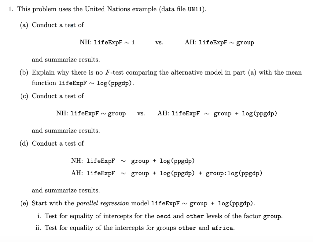 1. This problem uses the United Nations example (data | Chegg.com
