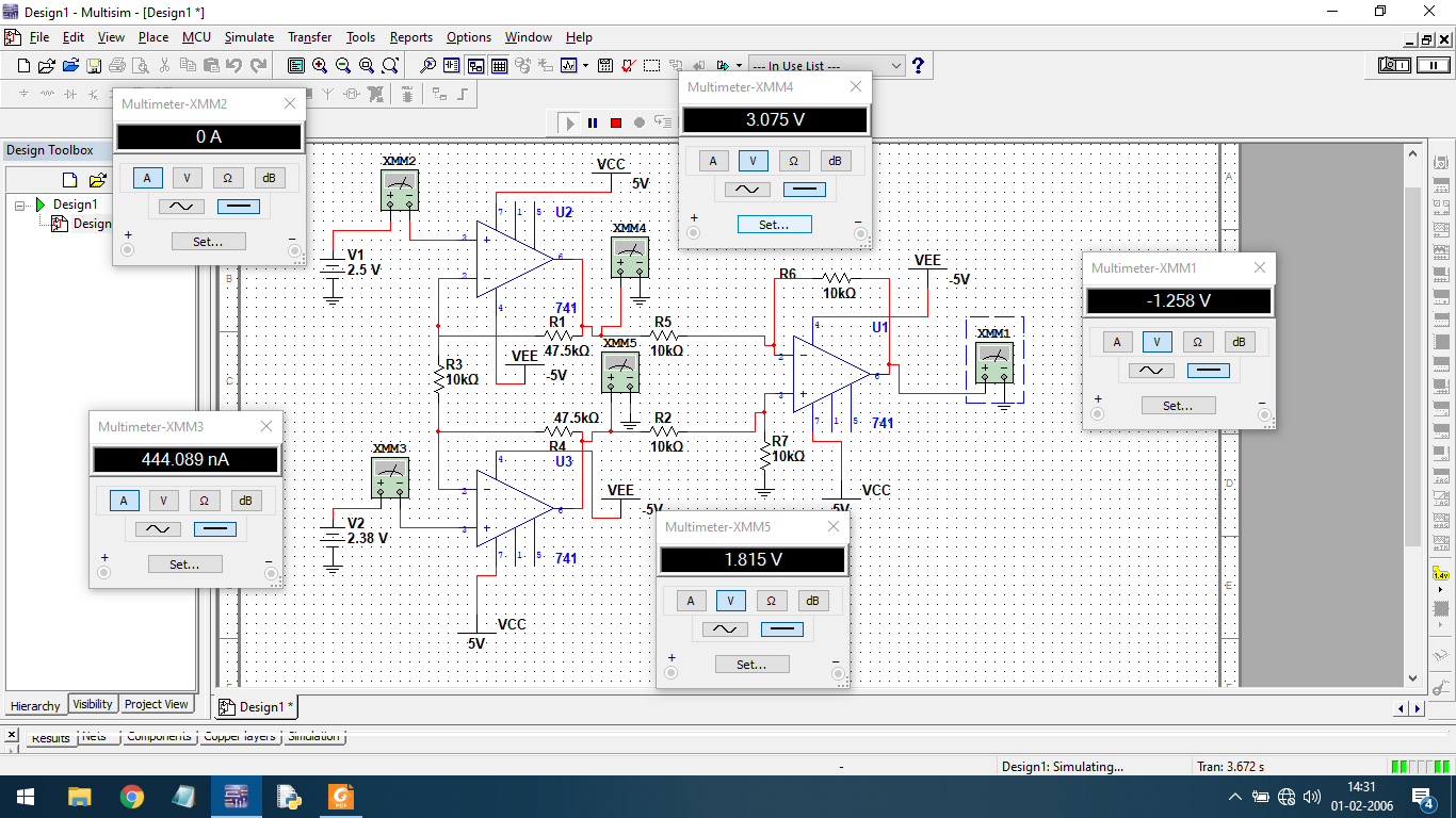 Solved Eᄐ체 Design1 - Multisim - [Design1 * ]QUESTION #5 (1 | Chegg.com