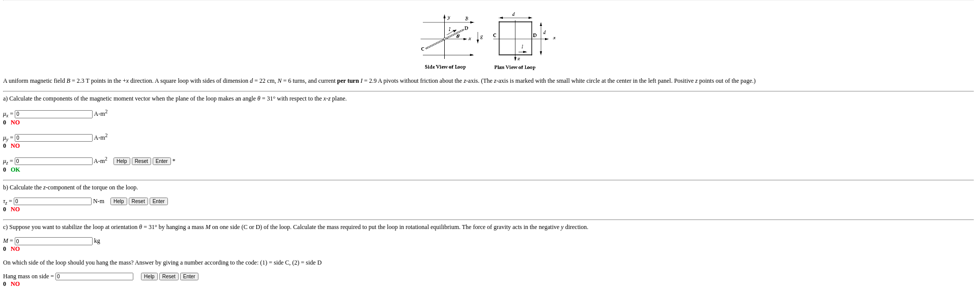 Solved 28 D 老母 Side View of Loop Plan View of Loop A uniform | Chegg.com