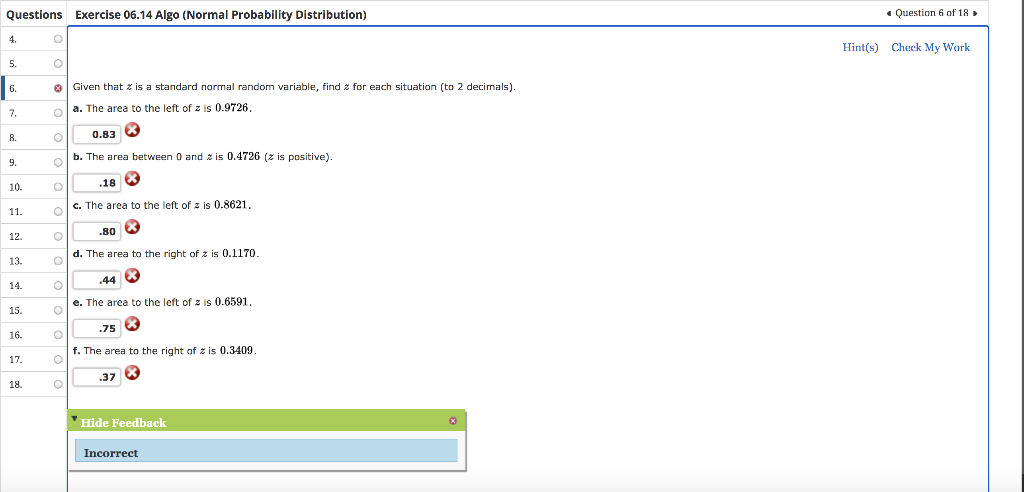 Solved Questions Exercise 06.13 Algo (Normal Probability | Chegg.com