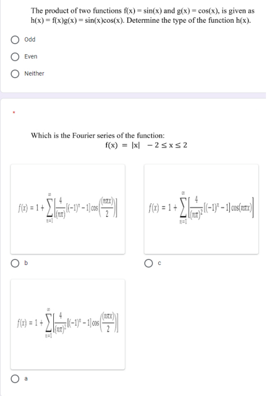 Solved The product of two functions f(x)=sin(x) and g(x) = | Chegg.com