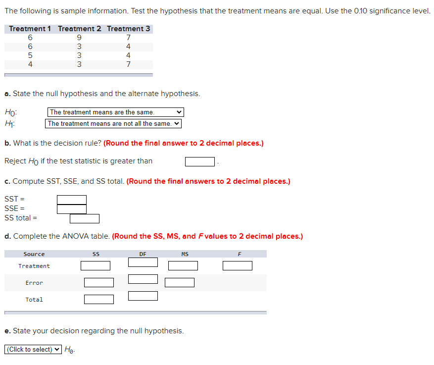 Solved a. State the null hypothesis and the alternate | Chegg.com