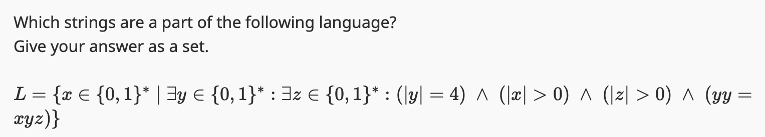 Solved Which strings are a part of the following | Chegg.com