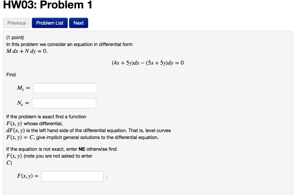 Solved HW03: Problem 1 Previous F Problem List Next 1 point) | Chegg.com