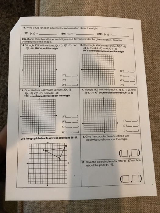 Solved 13. Write a rule for each counterclockwise rotation | Chegg.com