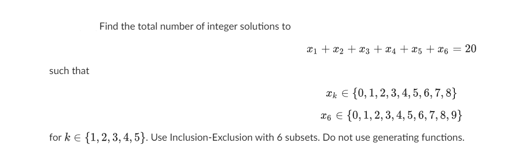 Solved Find the total number of integer solutions to | Chegg.com