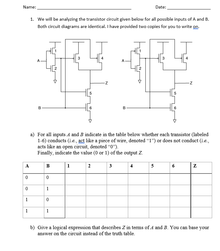 Solved 1. We will be analyzing the transistor circuit given | Chegg.com