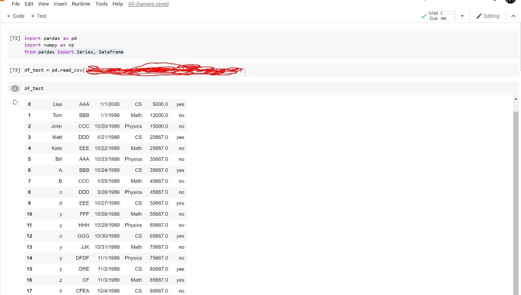 Solved File Edit View Insert Runtime Tools Help All changes | Chegg.com