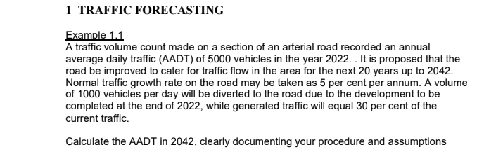 Solved 1 TRAFFIC FORECASTING Example 1.1 A traffic volume | Chegg.com