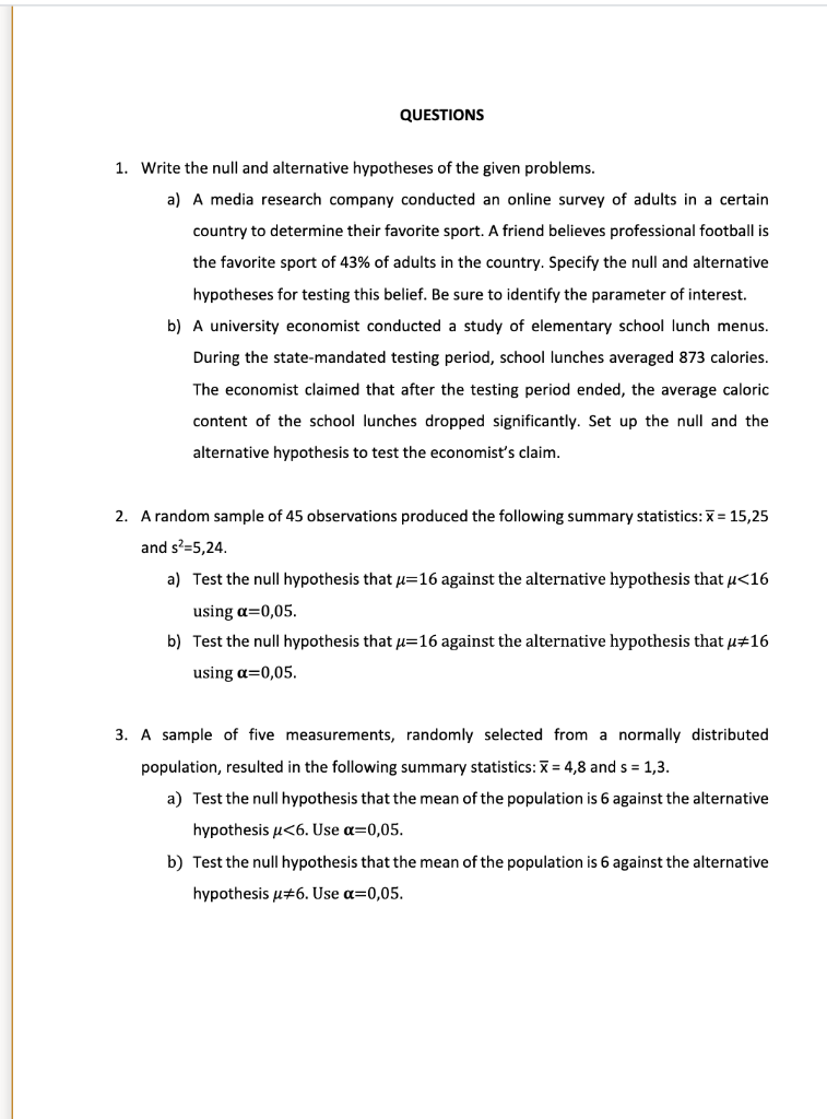 Solved 1. Write the null and alternative hypotheses of the | Chegg.com