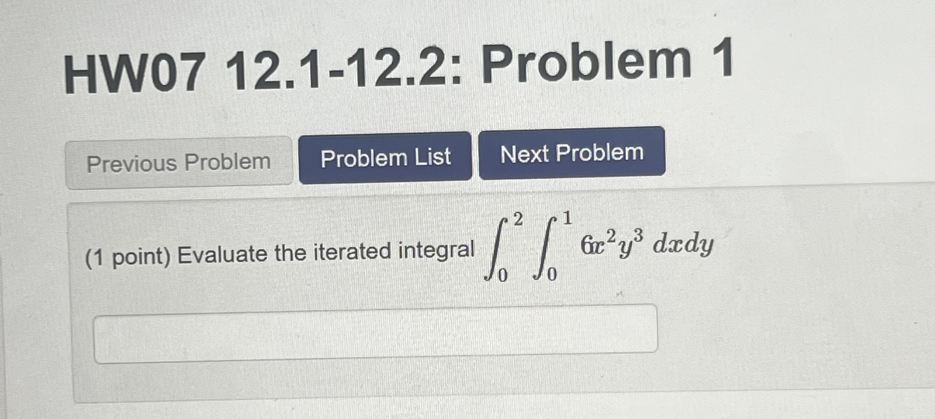 Solved (1 point) Evaluate the iterated integral | Chegg.com Solved (1 point) Evaluate the iterated integral | Chegg.com