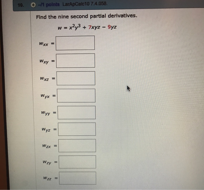 Solved 10. O -1 polnts LarApCalc10 7.4.058 Find the nine | Chegg.com Solved 10. O -1 polnts LarApCalc10 7.4.058 Find the nine | Chegg.com