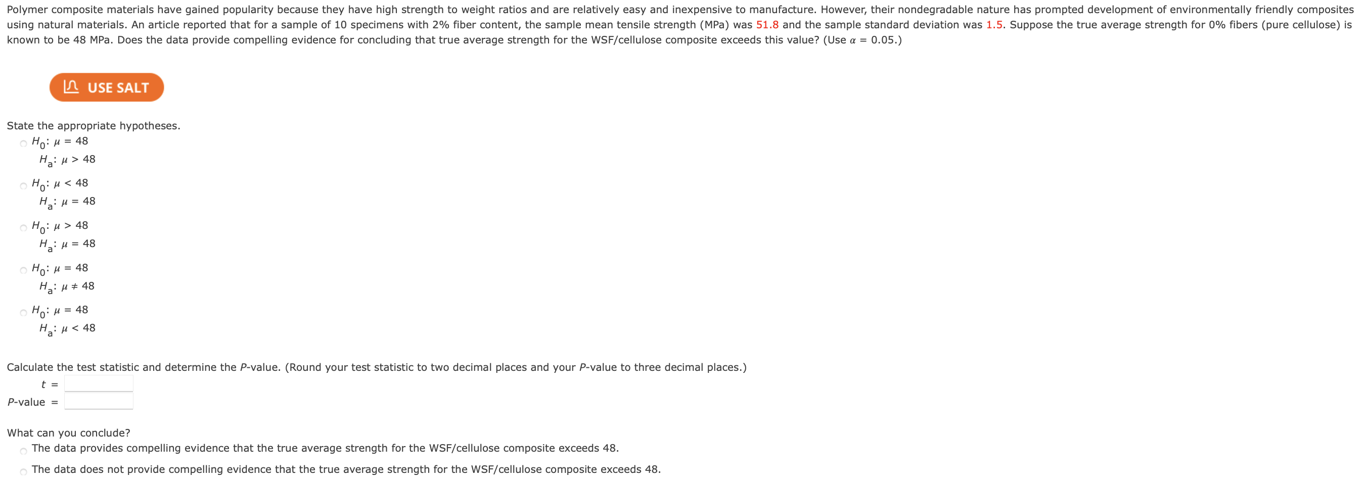 Solved known to be 48MPa. Does the data provide compelling | Chegg.com