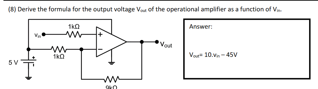 Solved (8) Derive the formula for the output voltage Vout | Chegg.com