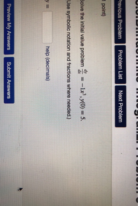 Solved Previous Problem Problem List (1 point) Evaluate the | Chegg.com