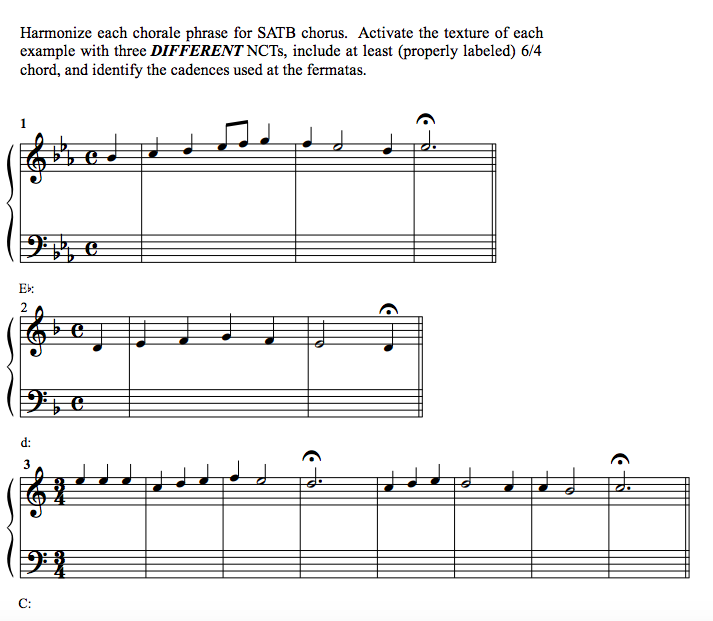 Harmonize each chorale phrase for SATB chorus. | Chegg.com