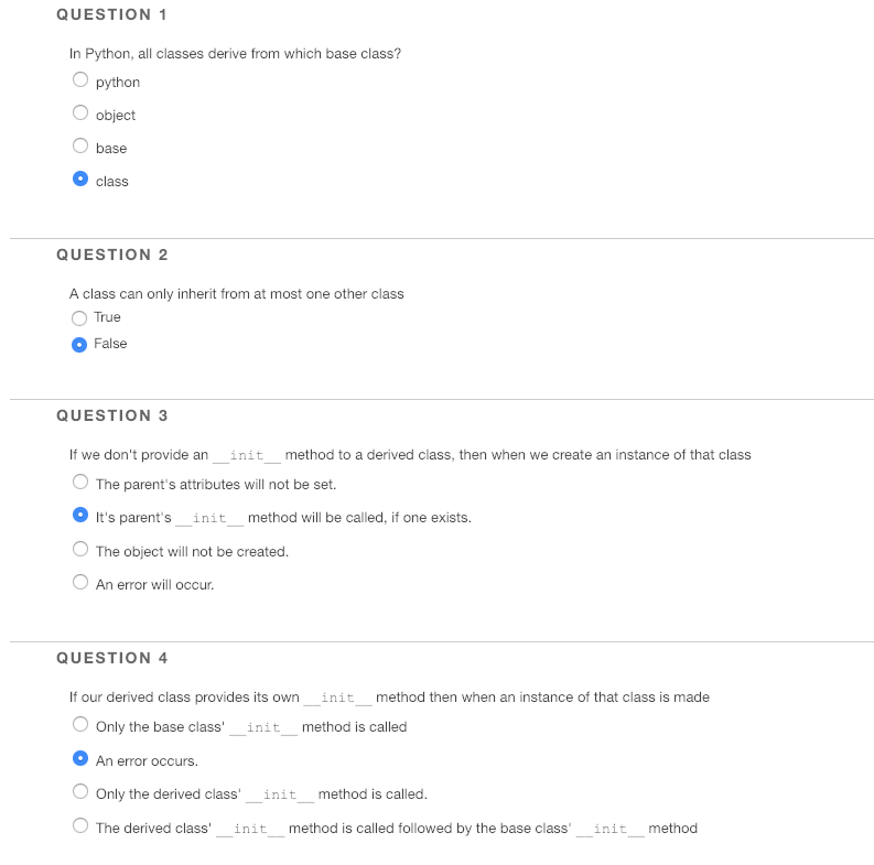 Solved Question In Python All Classes Derive From Which