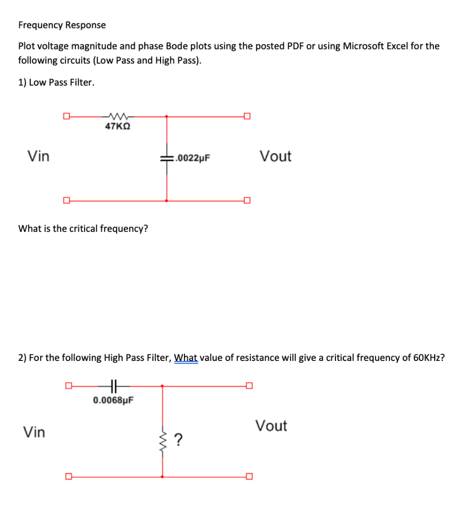 Solved Frequency Response Plot voltage magnitude and phase | Chegg.com