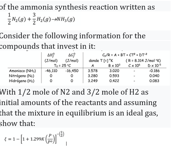 Solved of the ammonia synthesis reaction written as N2(g) + | Chegg.com