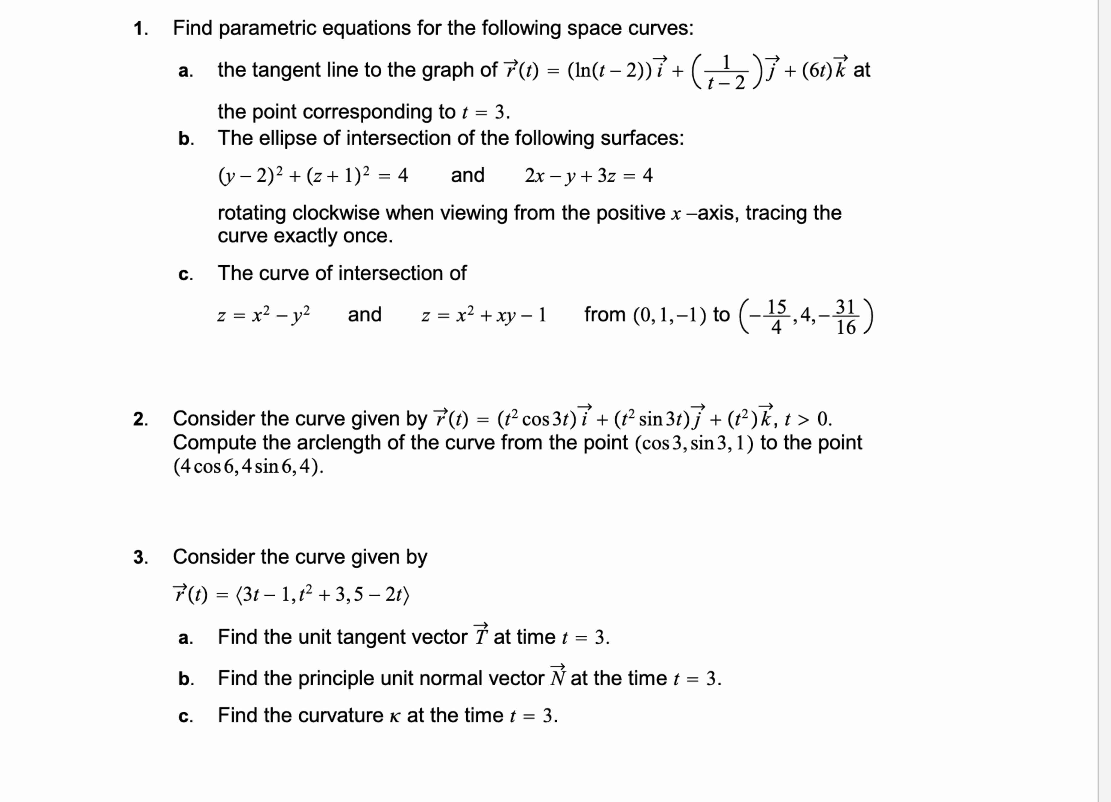 Solved Find parametric equations for the following space | Chegg.com