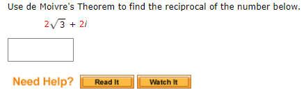 Solved Use de Moivre's Theorem to find the reciprocal of the | Chegg.com