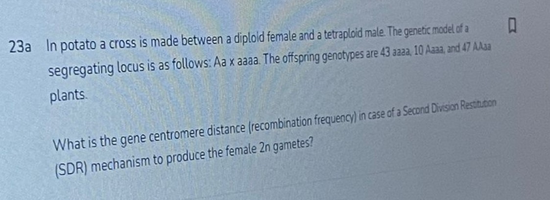 Solved 23a In potato a cross is made between a diploid | Chegg.com