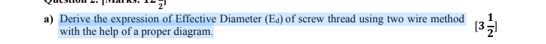 Solved a) Derive the expression of Effective Diameter (Ed) | Chegg.com