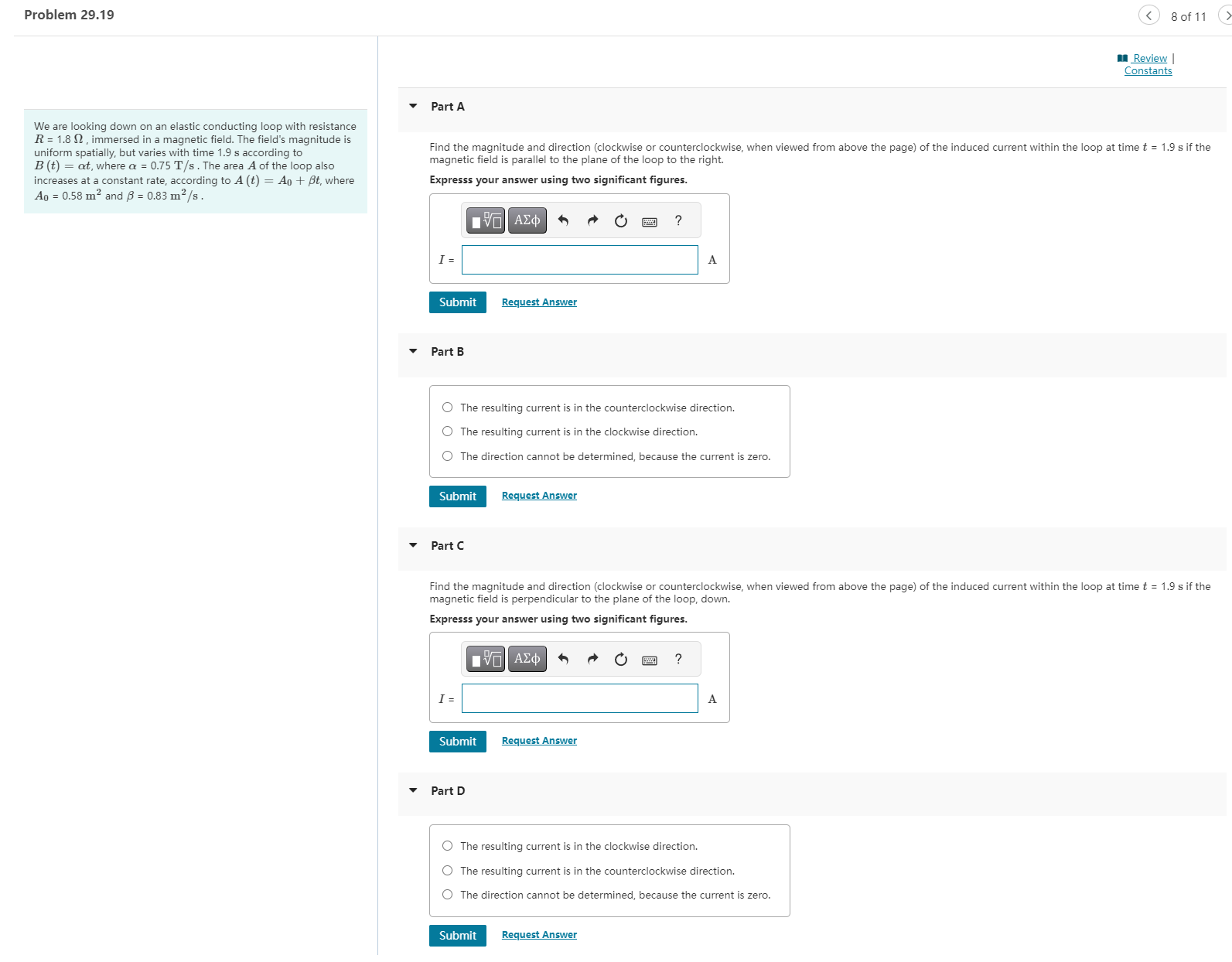 Solved We are looking down on an elastic conducting loop | Chegg.com