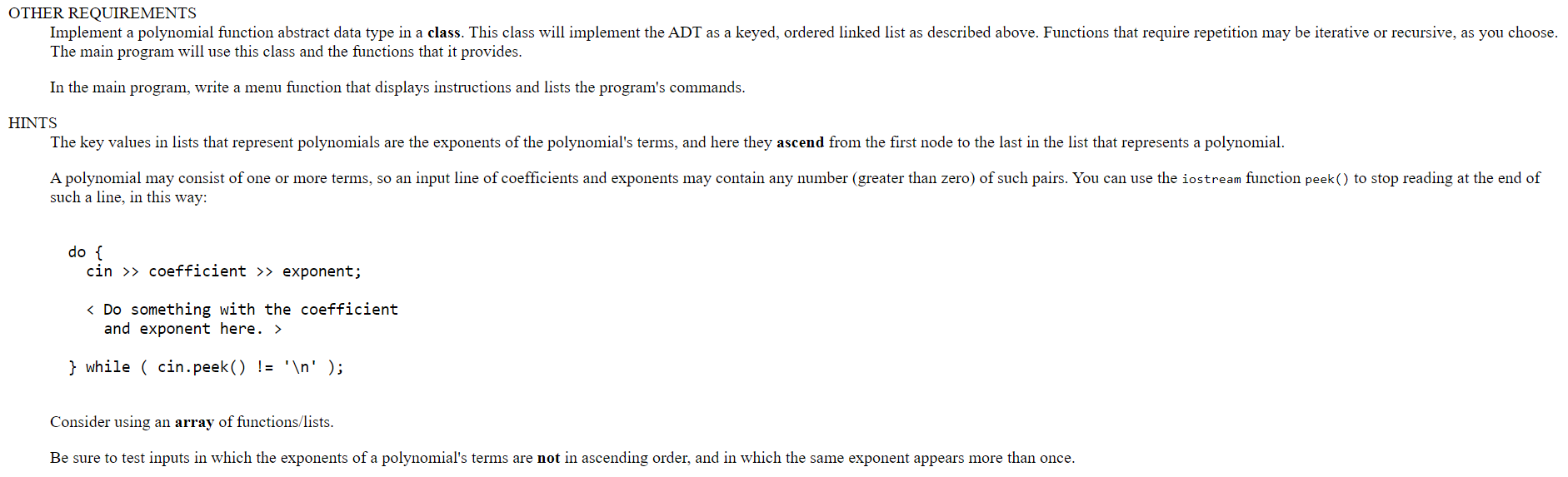 Solved TITLE REPRESENTING POLYNOMIAL FUNCTIONS WITH LINKED | Chegg.com