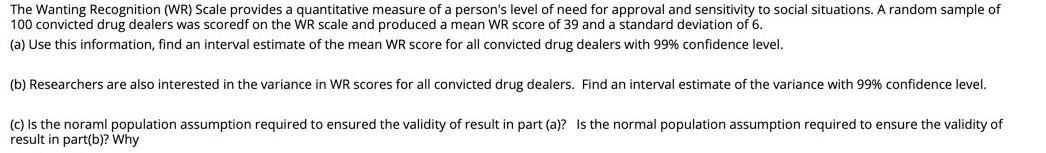 Solved The Wanting Recognition (WR) Scale provides a | Chegg.com