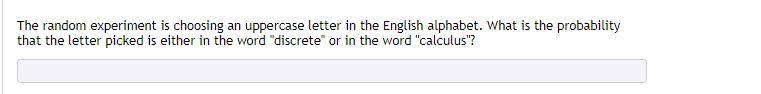 Solved The random experiment is choosing an uppercase letter | Chegg.com