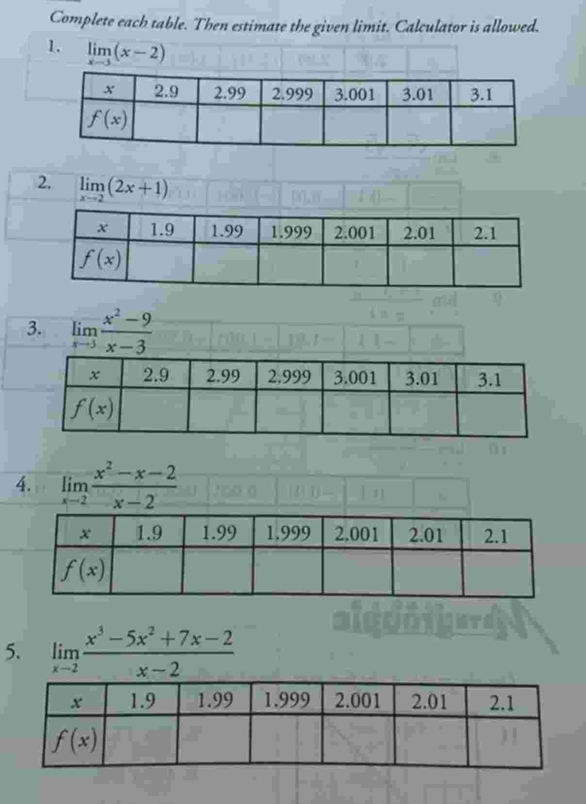 Solved Complete each table. Then estimate the given limit. | Chegg.com