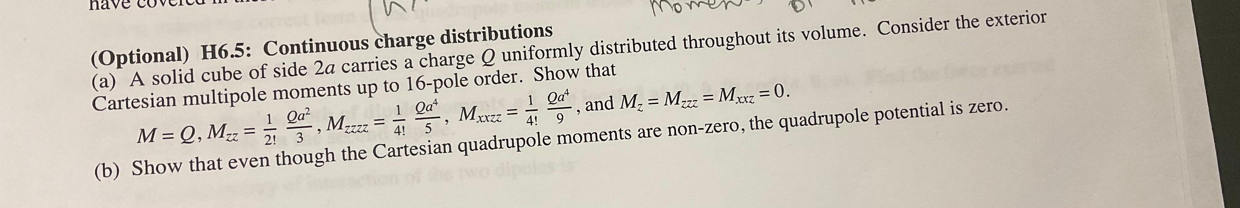 (Optional) H6.5: Continuous charge distributions (a) | Chegg.com