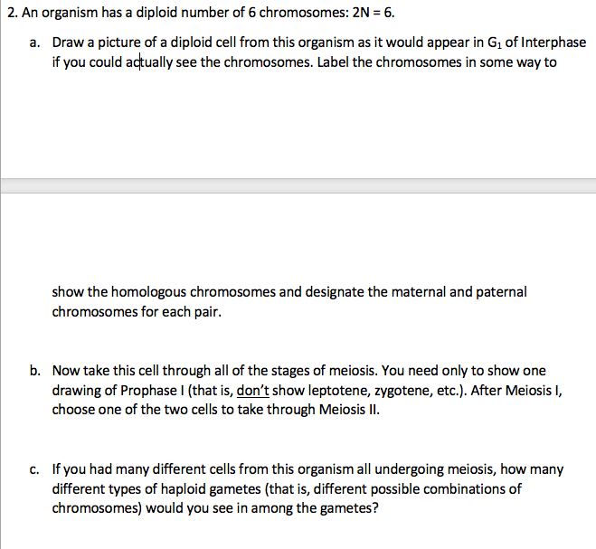Solved 2. An organism has a diploid number of 6 chromosomes: | Chegg.com