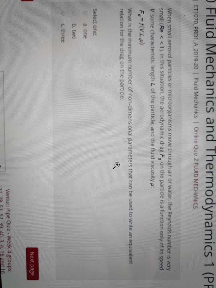 Solved Fluid Mechanics and Thermodynamics 1 (PF | | Chegg.com