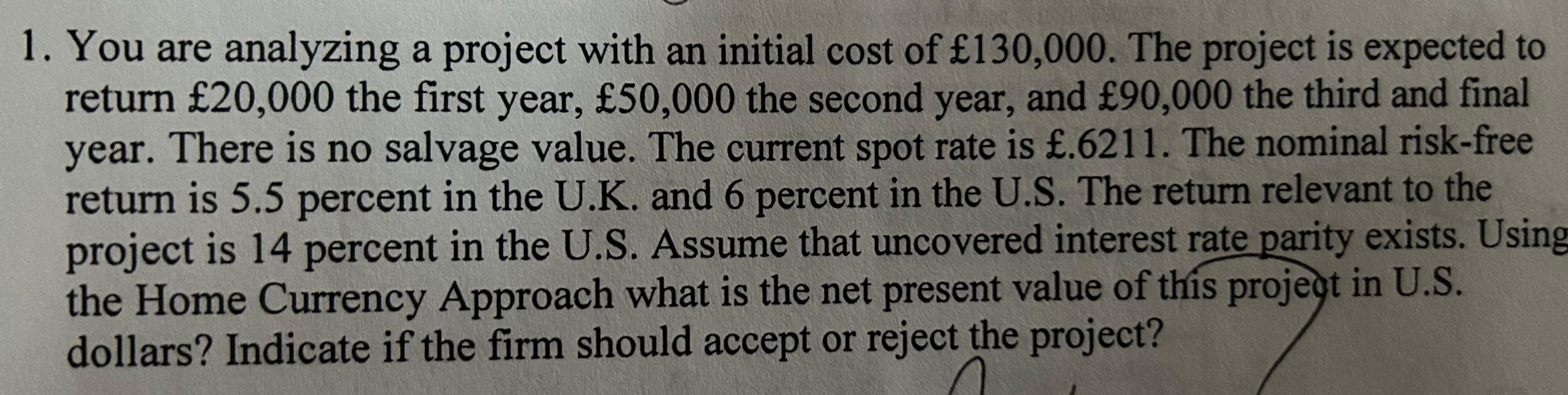 Solved 1. You are analyzing a project with an initial cost | Chegg.com