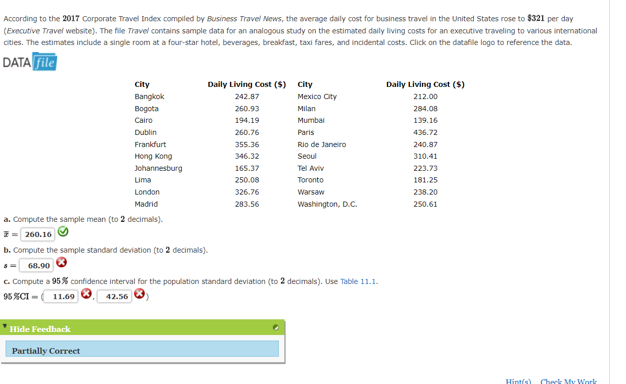Solved According to the 2017 Corporate Travel Index compiled | Chegg.com