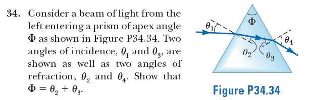 Solved 34. Consider a beam of light from the left entering a | Chegg.com