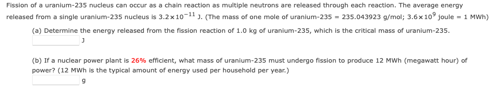 Solved Fission of a uranium-235 nucleus can occur as a chain | Chegg.com