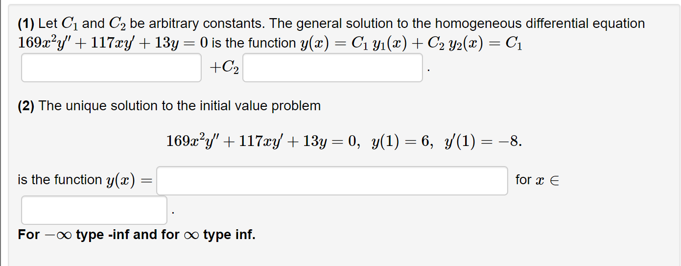 Solved (1) ﻿Let C1 ﻿and C2 ﻿be arbitrary constants. The | Chegg.com